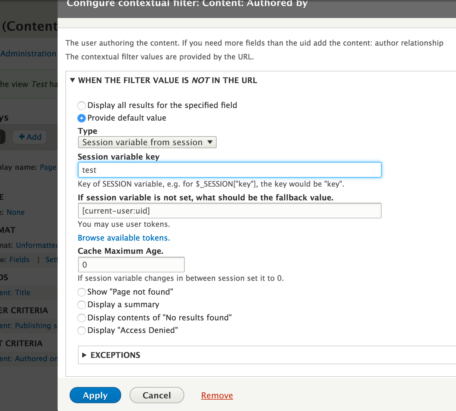 Views Extras (Session/Cookie/Token Support) | Drupal.org